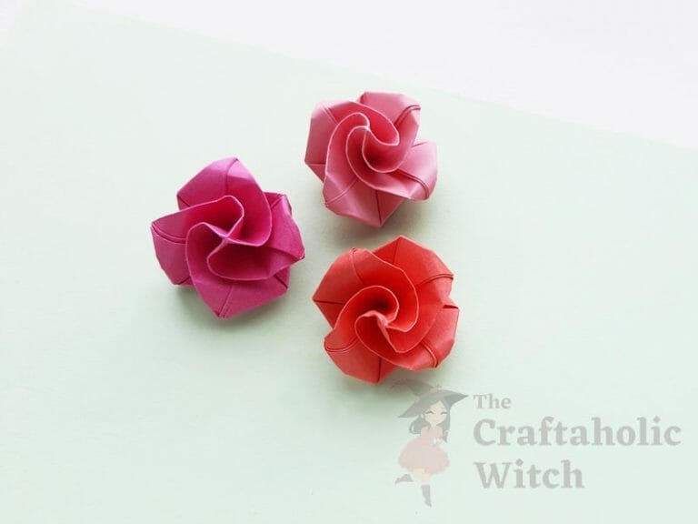 How to Make Easy Origami Rose in Bloom (Folding Instruction)